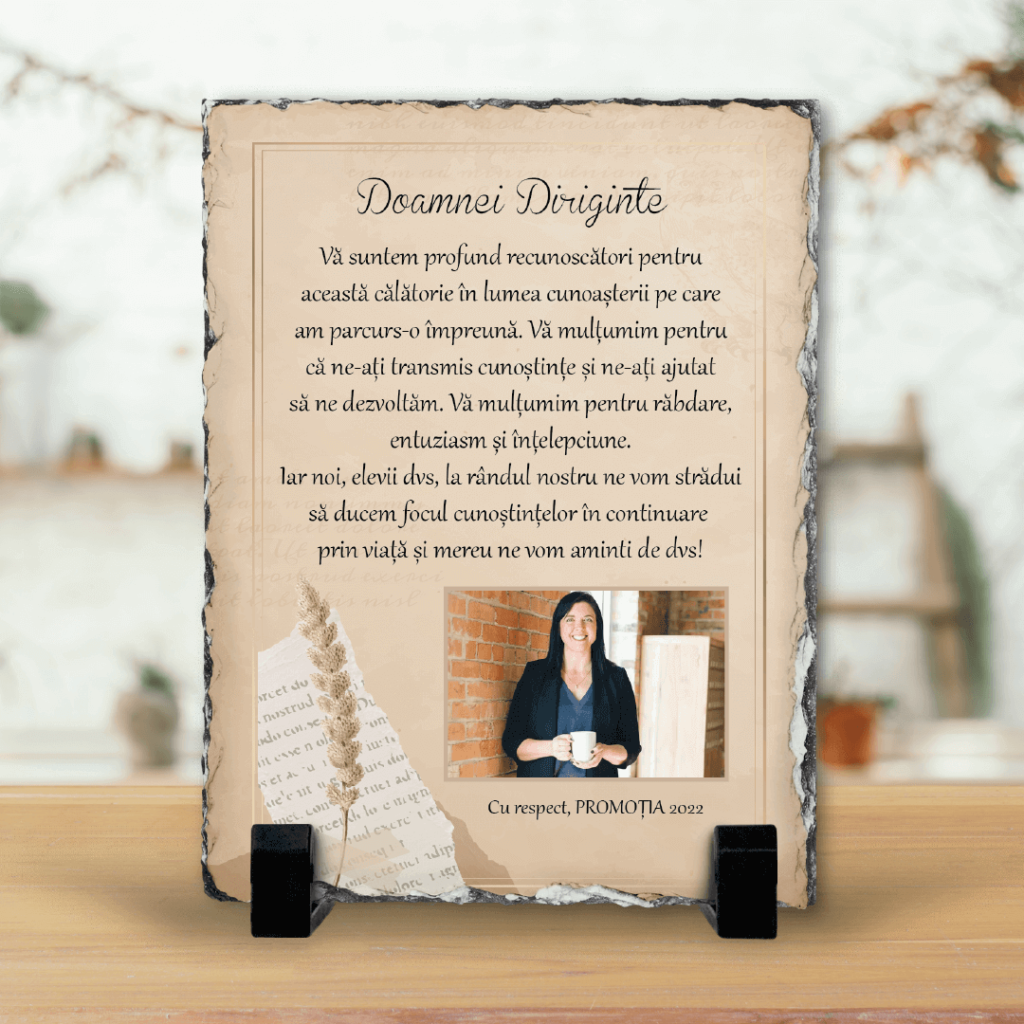 Piatră Ardezie Personalizată cu poză și mesaj pentru Diriginte - PrintBox
