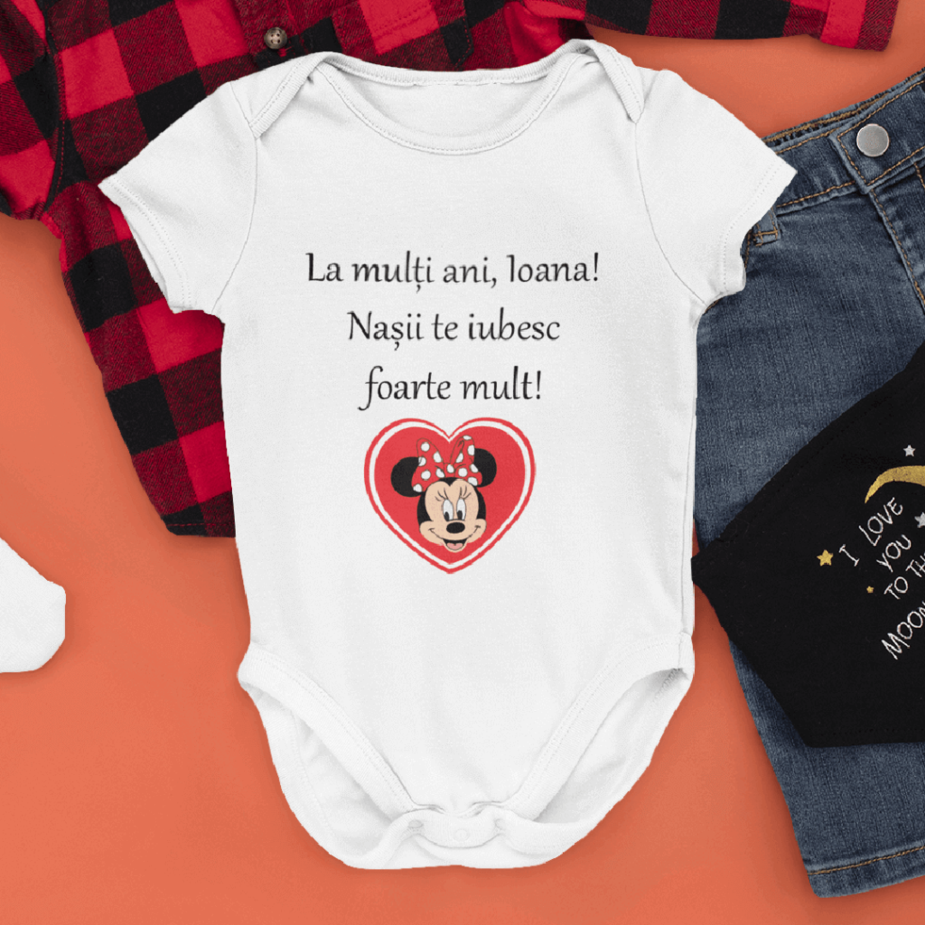 Body Personalizat cu mesaj - Minnie Mouse - PrintBox
