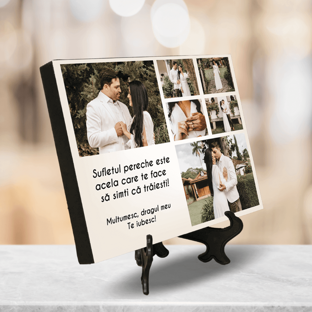 Plachetă Foto Personalizată cu 6 poze și mesaj - PrintBox