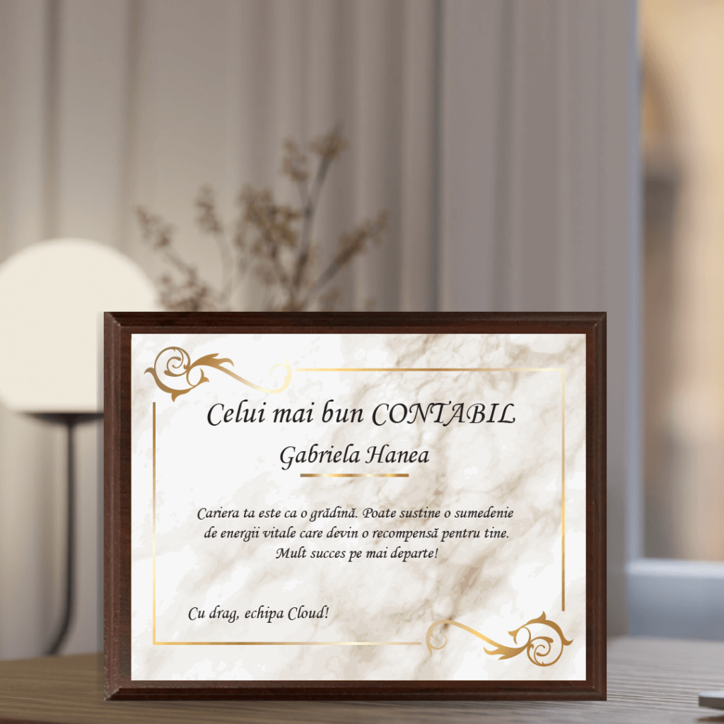 Plachetă Lemn Personalizată cu mesaj pentru Contabil - PrintBox