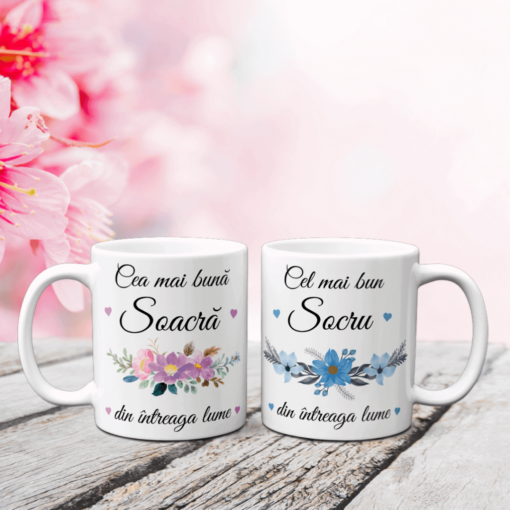 Set 2 căni personalizate cu poză pentru Socrii - PrintBox