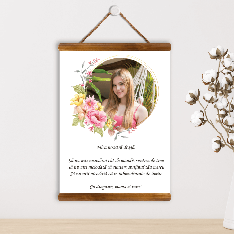 Poster Boho Personalizat cu o poză și mesaj pentru Fiică - PrintBox